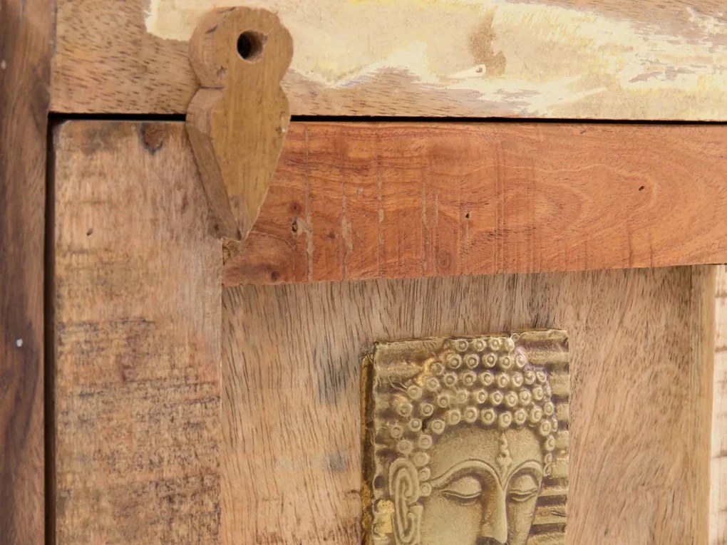 furniture-nabytek.cz - Masivní rohová vysoká skříň Samira z recyklovaného dřeva, lakovaná, hnědá – 65×30×185 cm