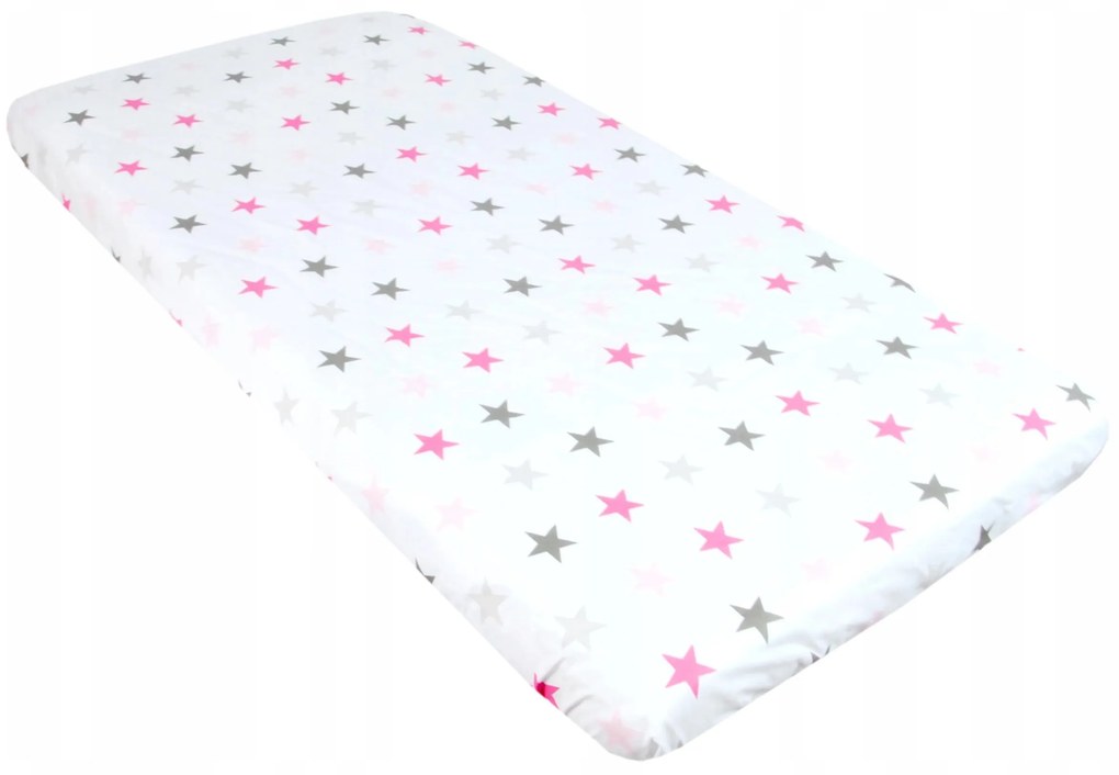 BBL Dětské prostěradlo do postele bavlna - 120 x 60 cm, Růžová hvězdička