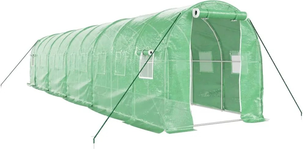 Skleník s ocelovým rámem zelený 20 m² 10 x 2 x 2 m 3188020