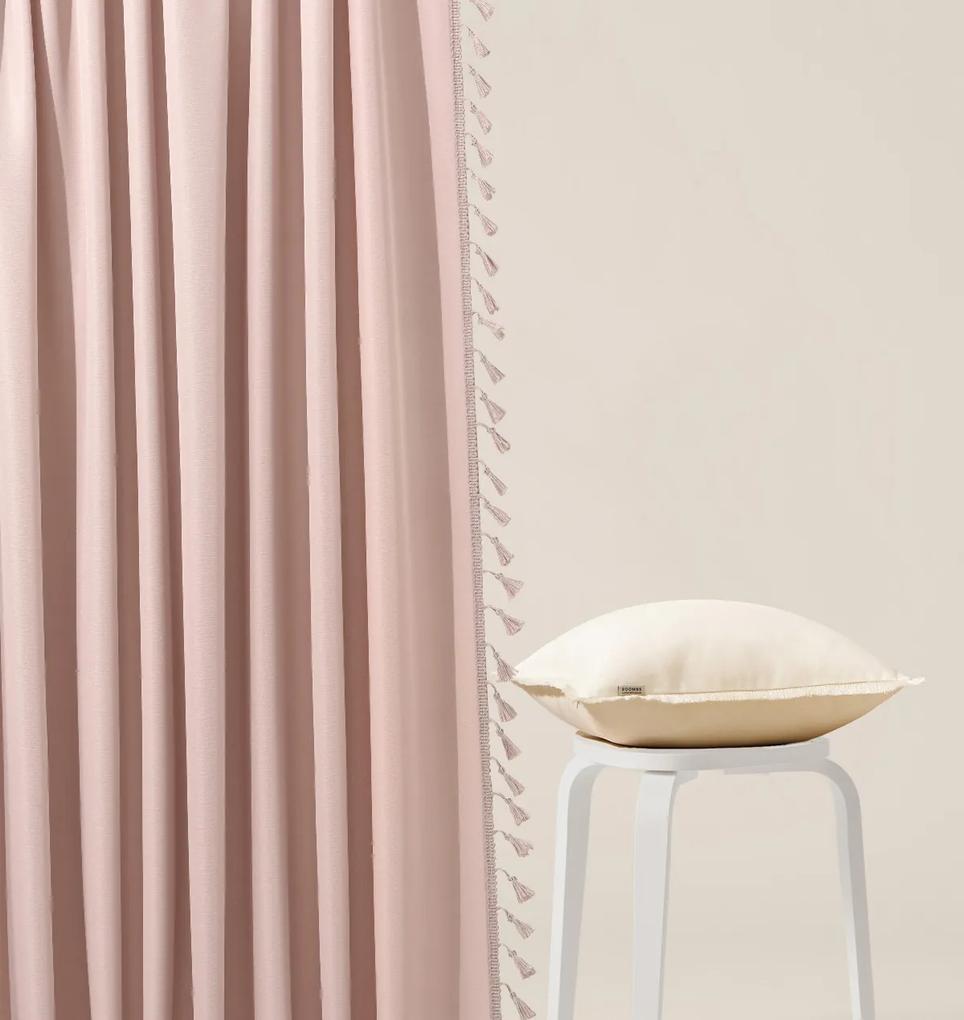 Room99 Hotový závěs na kroužcích s třásněmi Lara Jednobarevný Barva: Růžová, Velikost: 140 x 280 cm