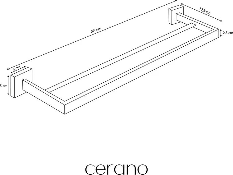 CERANO - Nástěnný držák na ručníky Alto, 60 cm, černá matná, CER-CER-479326
