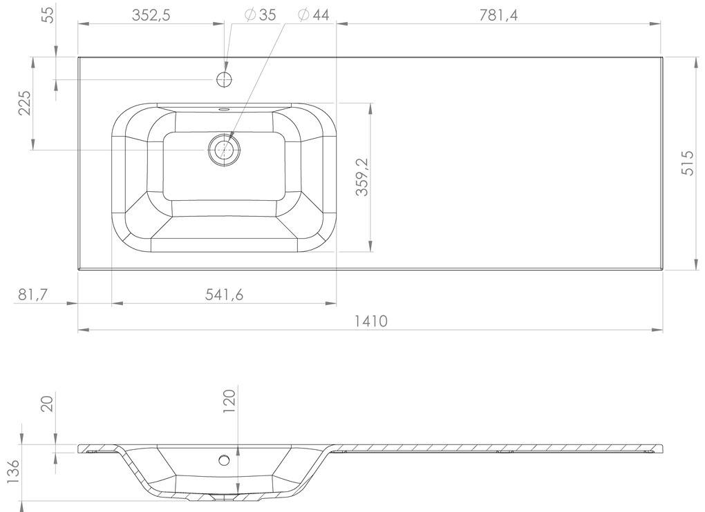 Sapho Sapho, LOREA skříňka 140x46x51, 5cm (70+70cm), levá, dub alabama/bílá matná, LE070-2231-L-05