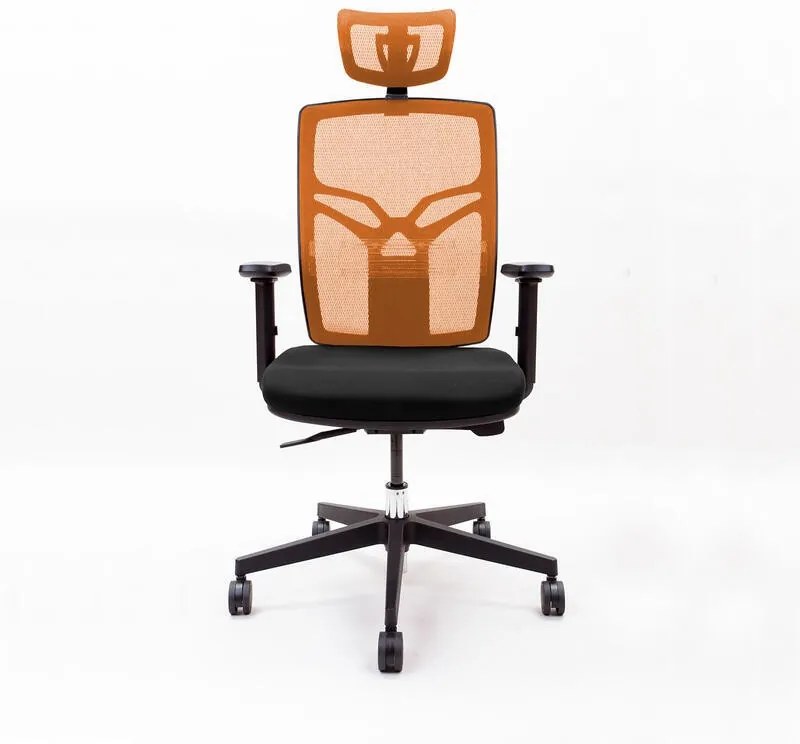 Emagra Kancelářská židle X8 s opěrkou hlavy a područkami, oranžová