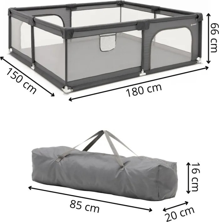 Dětská ohrádka 180x150x66 cm SPRINGOS HA7528 šedá
