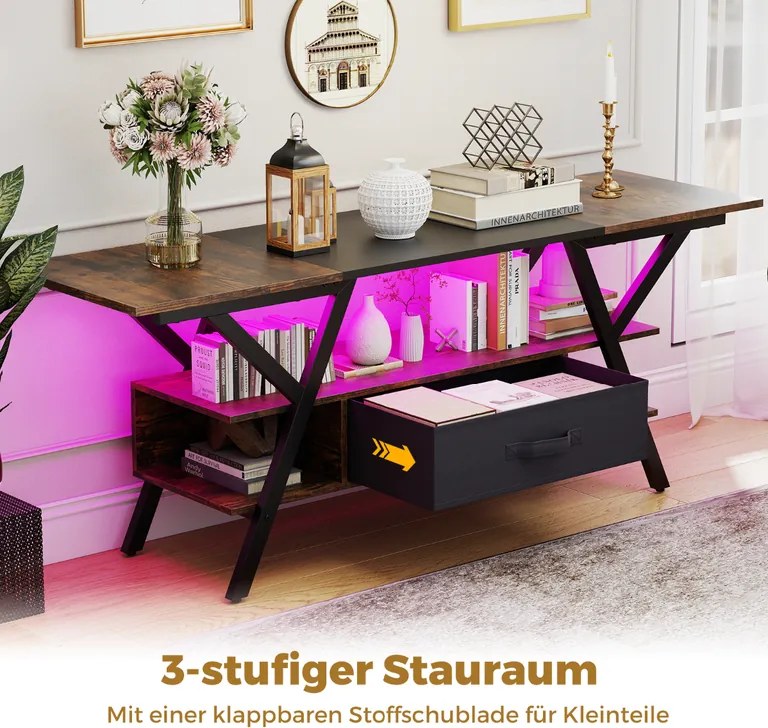 Costway Televizní stojan pro 65 palcový televizor 3 Tier Entertainment – hnědý