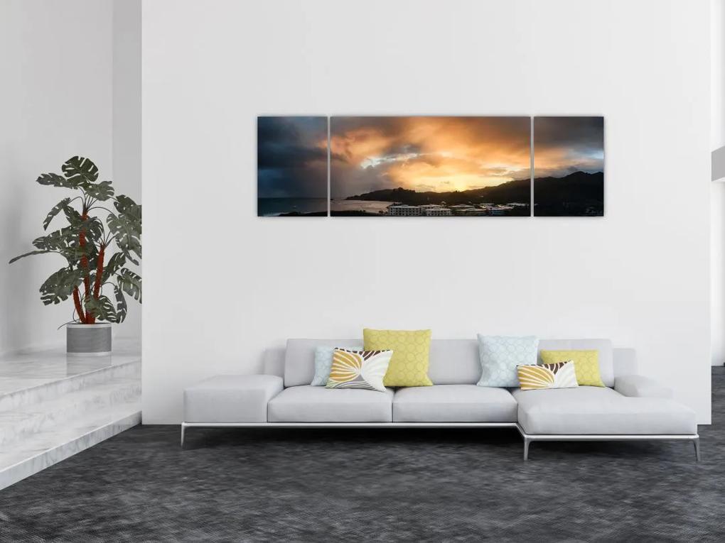 Obraz - pláž se zataženou oblohou (170x50 cm)
