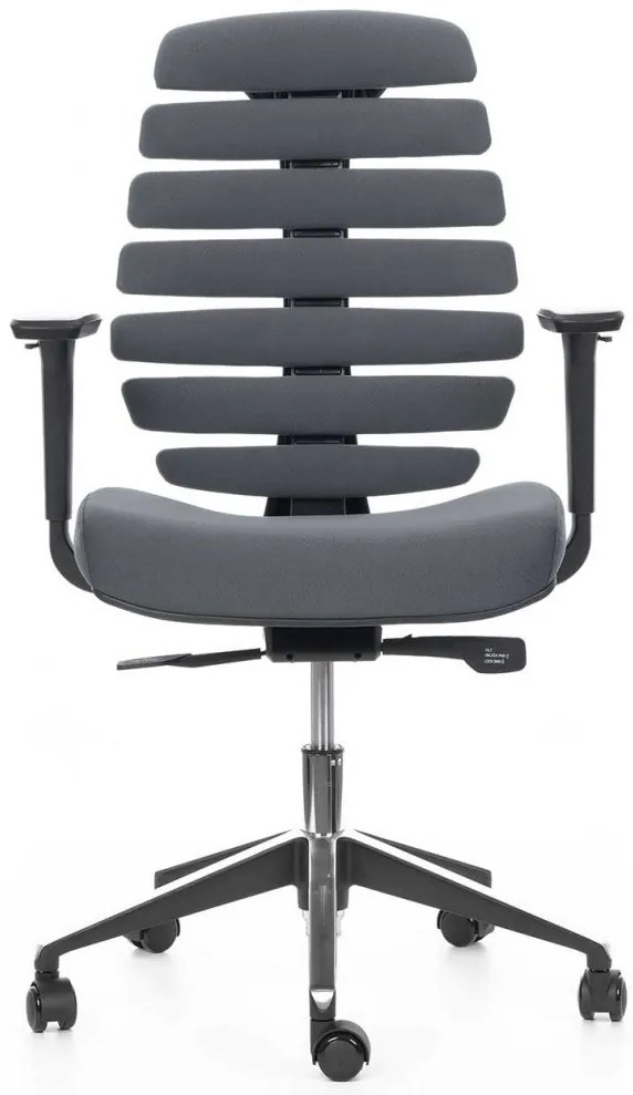 kancelářská židle FISH BONES černý plast, 26-60-5 tmavě šedá, 3D područky