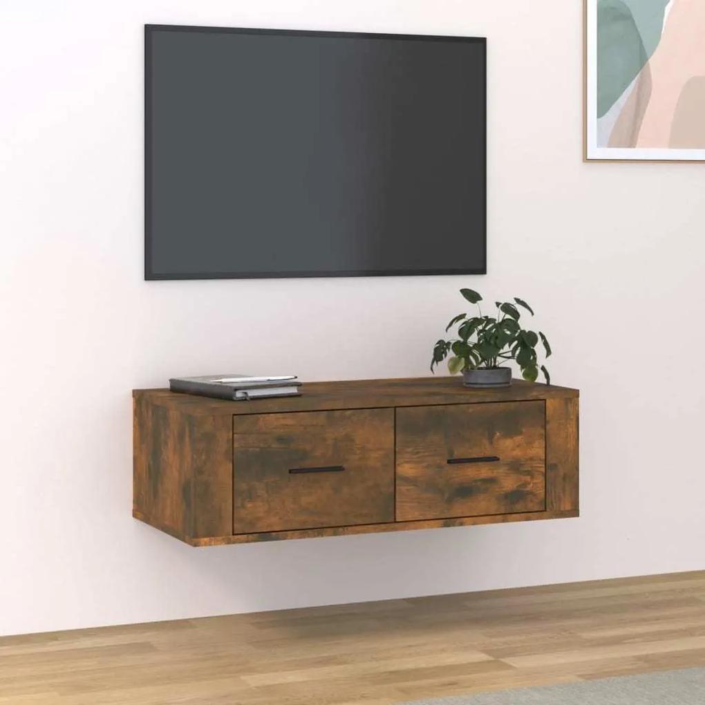 vidaXL Závěsná TV skříňka 80x36x25 cm kompozitní dřevo [816835] Barva: kouřový dub