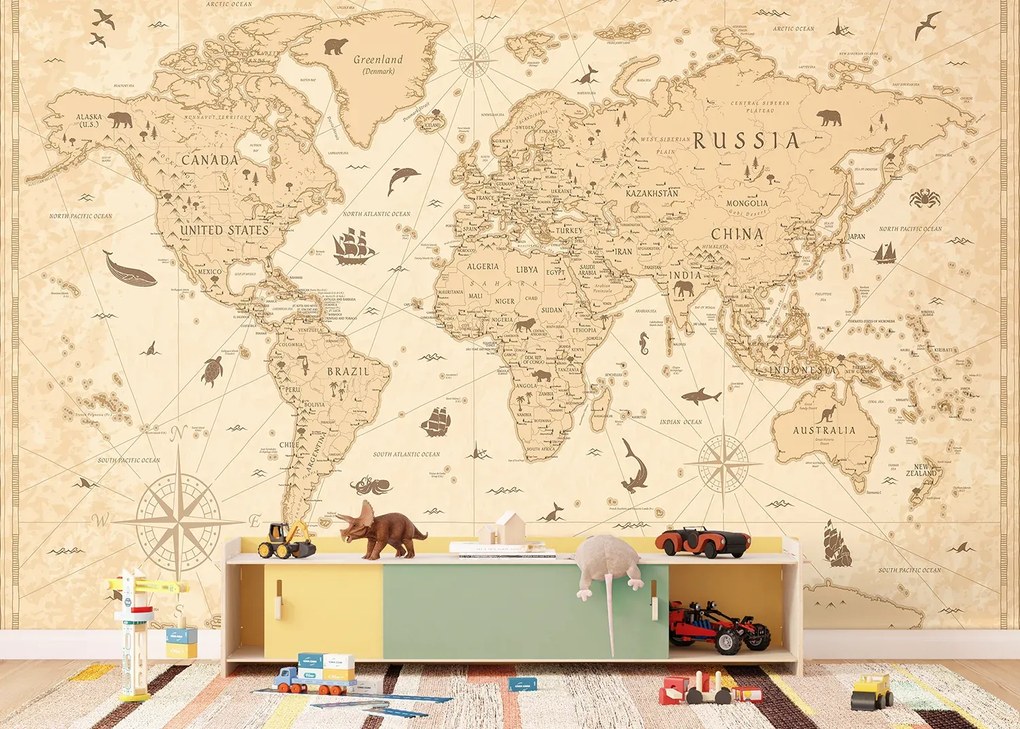 Dětská fototapeta na míru Starožitný Atlas | Vliesová fototapeta na zed' | DFTD5P 352433