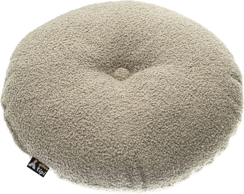 Sametový polštář s knoflíkem barva béžová látka pletený vzor