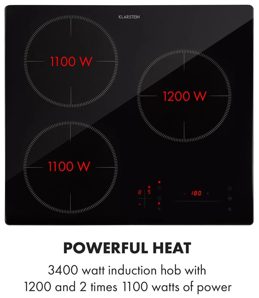 Klarstein TrinityCook, indukční varná deska, 3400 W, ovládání dotykem, sklo