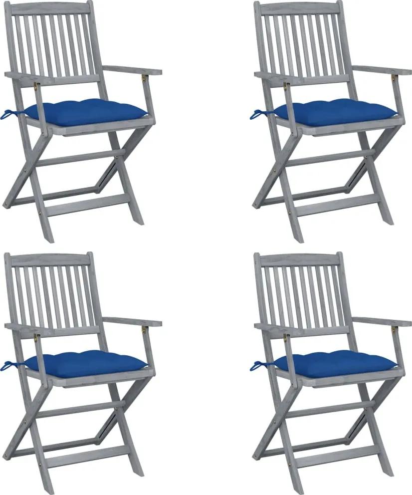 vidaXL Skládací zahradní židle s poduškami 4 ks masivní akáciové dřevo [3064526] Barva: antracitová
