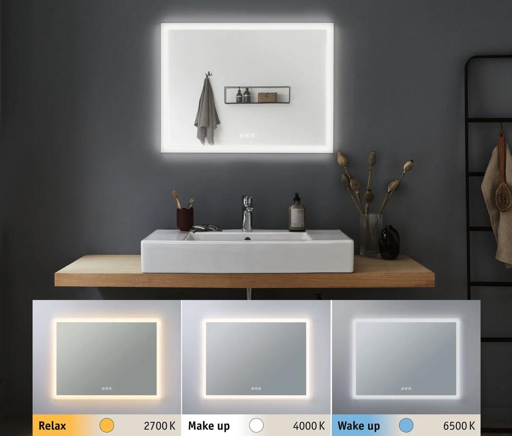 PAULMANN HomeSpa LED zrcadlo s osvětlením Mirra hranaté vyhřívané IP44 80x60 cm 22W WhiteSwitch 930.13 93013