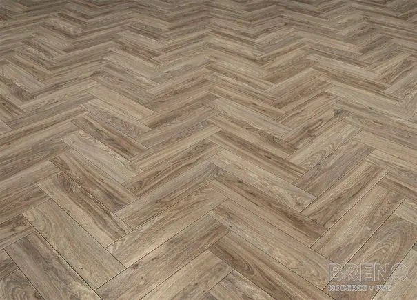 Breno PVC GREENLINE Estate Oak 0601 - parkety rybí kost, šíře 400 cm