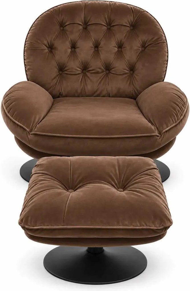 LuxuryForm DESIGN Otočné křeslo LUNA s podnožkou - hnědé