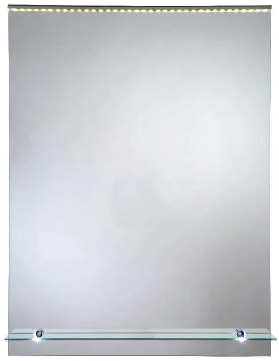 Zrcadlo na zeď dveře chodbu do pokoje ložnice koupelny předsíně ORION 60 x 80 cm s LED osvětlením a podsvícenou poličkou 901-398