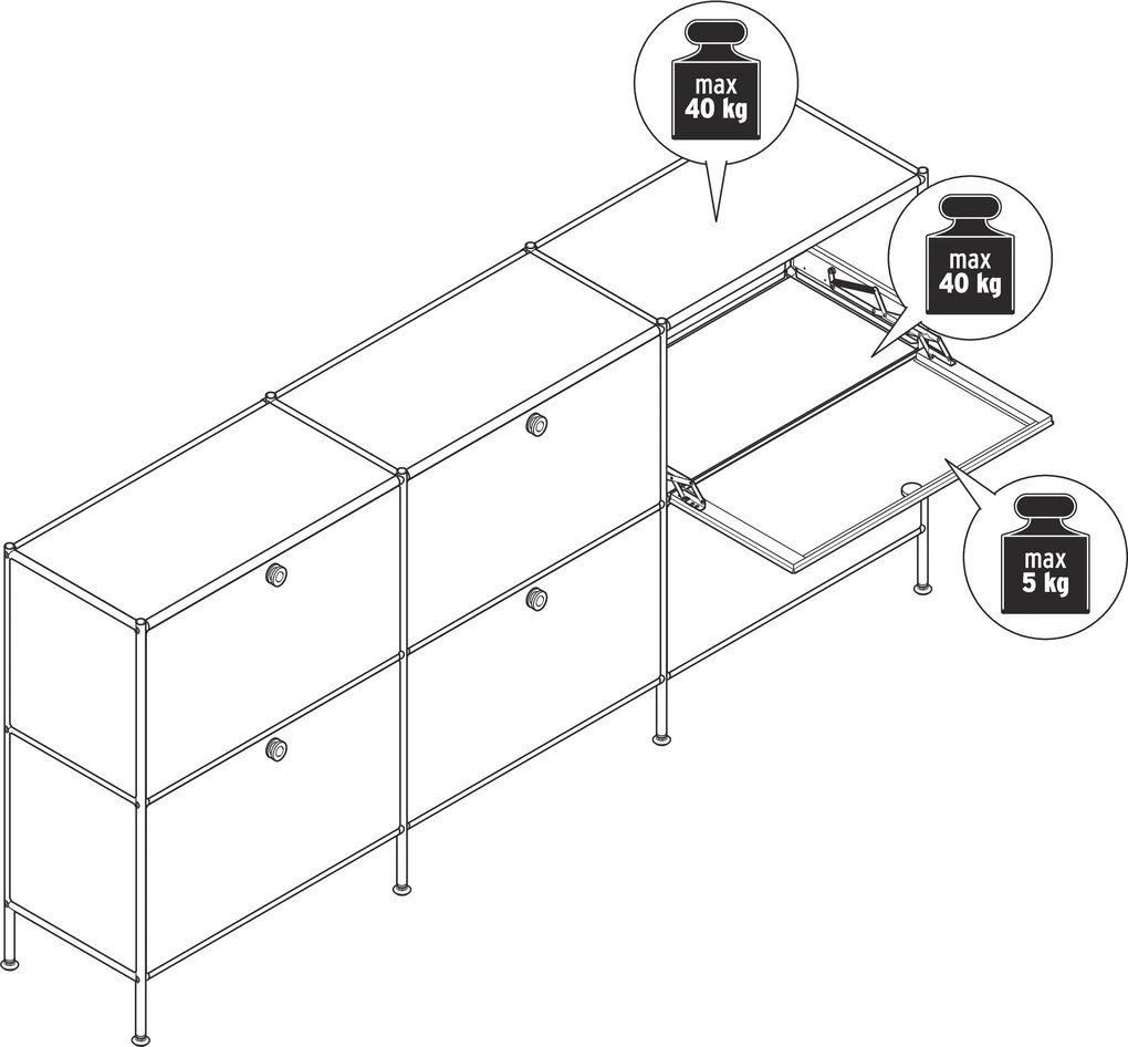 Tchibo - Odkládací skříňka CN3 se 6 výklopnými dvířky - barva: bílá