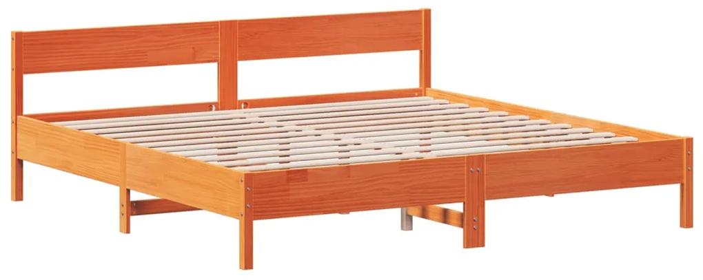 vidaXL Rám postele s čelem voskově hnědý 200x200 cm masivní borovice