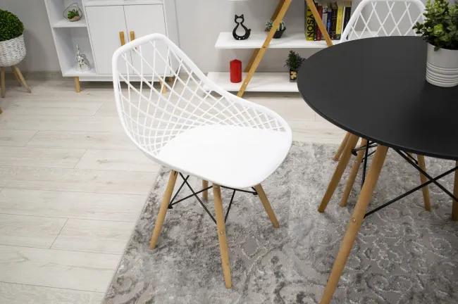 Set dvou jídelních židlí SAKAI bílé (hnědé nohy) 2ks