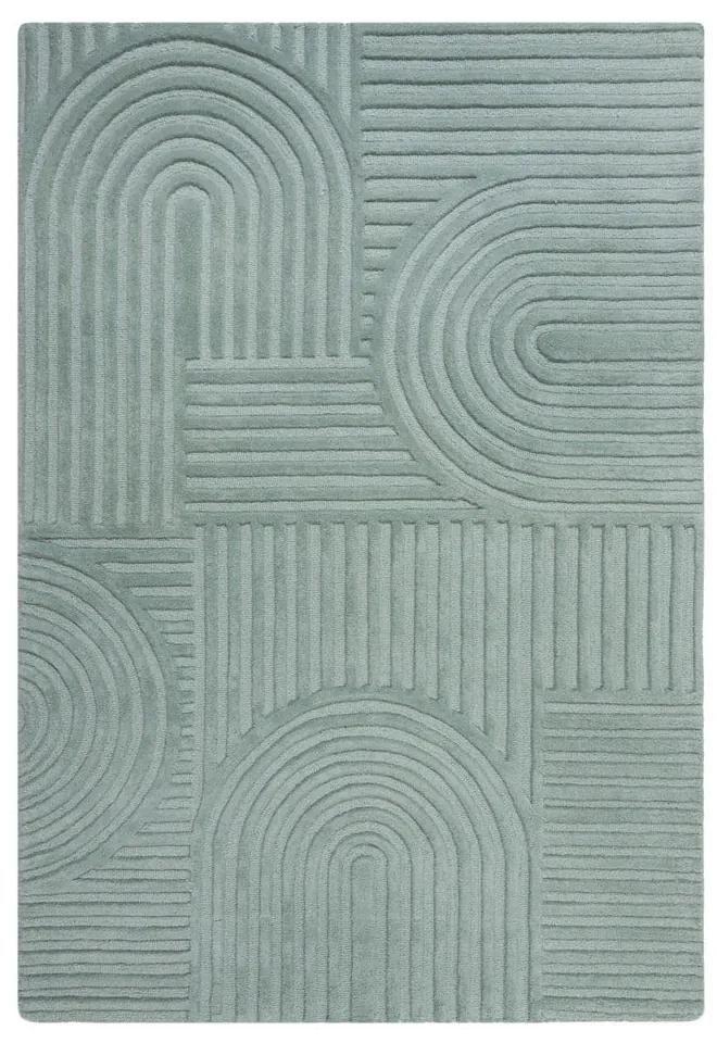 Tyrkysový vlněný koberec Flair Rugs Zen Garden, 160 x 230 cm