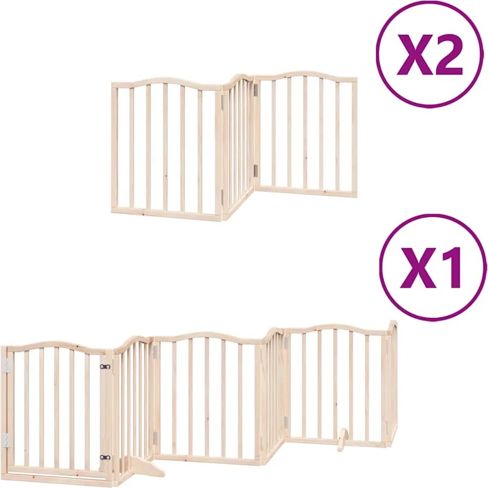 Zábrana pro psy s dvířky skládací 12 panelů 600 cm topol 3155586