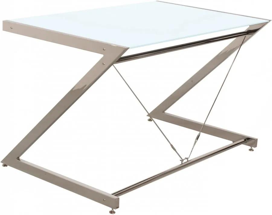 Počítačový stůl Zoom 152x76 cm, chrom/bílá