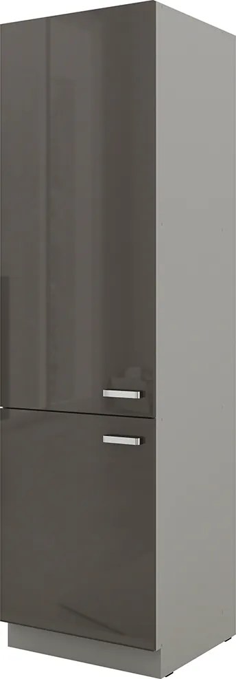 GREY gr | vysoká skříňka 60 DK-210 2F potravinová s policemi | 60 cm | světle šedá/tmavě šedá lesk