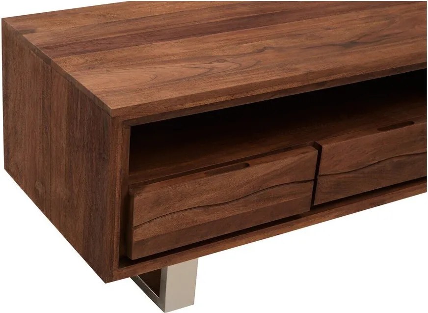 TV stolek z masivu akácie v tmavě přírodní barvě 140x52x50 cm Simla – Premier Housewares