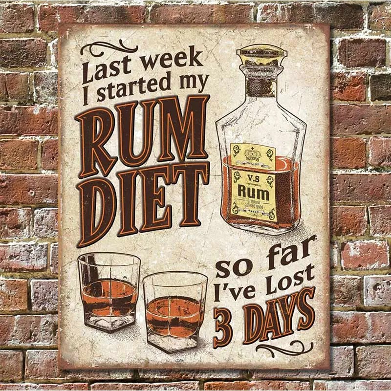 Plechová cedule Rum Diet 32 cm x 40 cm
