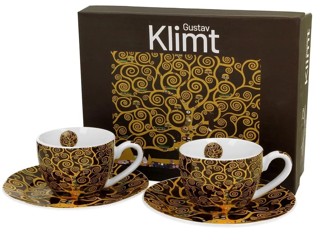 Porcelánový šálek s podšálkem Klimt Tree Of Life 90 ml sada 2ks