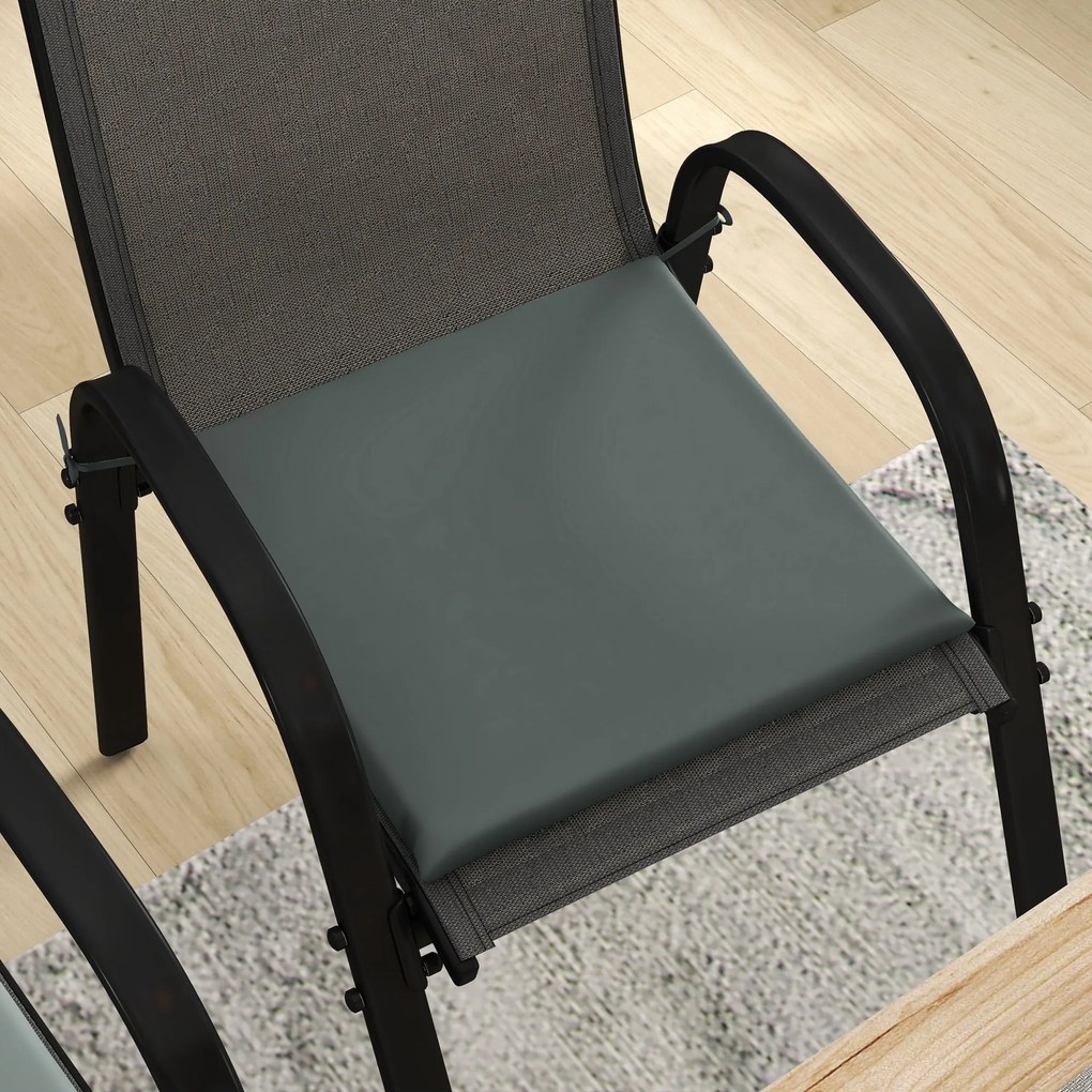 Outsunny Sada 6 Zahradních Polštářů - Polstrování na Židle do Exteriéru 3 cm Polyester s rozměry 42L x 42W cm Tmavě Šedé | Aosom