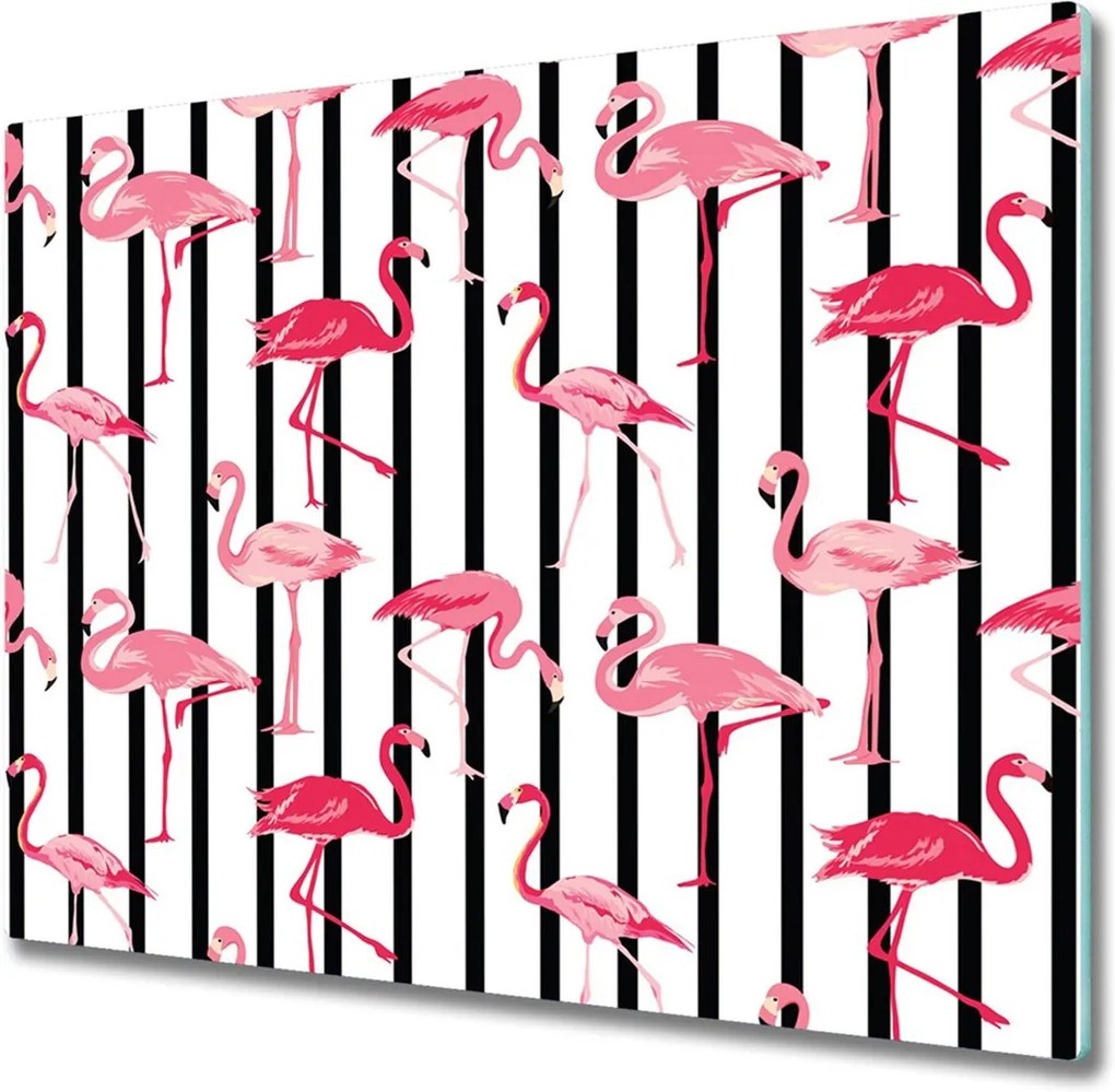 Skleněná krájecí deska Flamingos pruhy