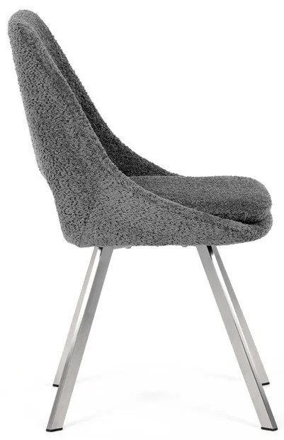 Autronic Elegantní šedá jídelní židle RINA s broušenými kovovými nohami (vzorek z prodejny)