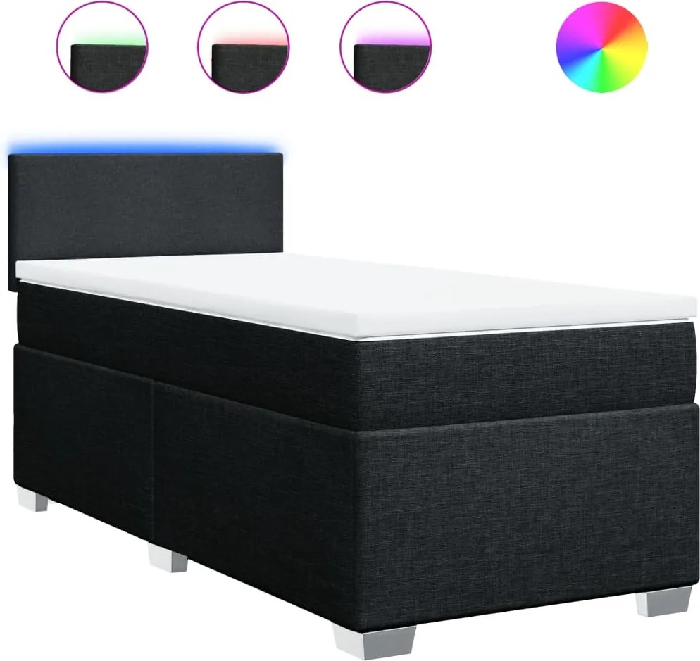 Box spring postel s matrací černá 90x200 cm textil 3288066