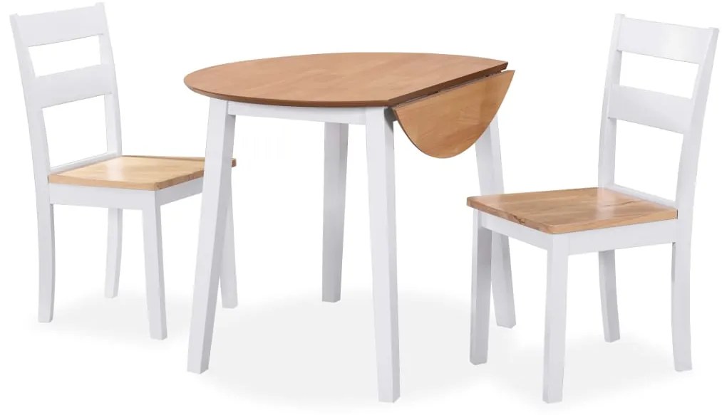Jídelní set 3 kusy, MDF a kaučukovníkové dřevo, bílý 274942