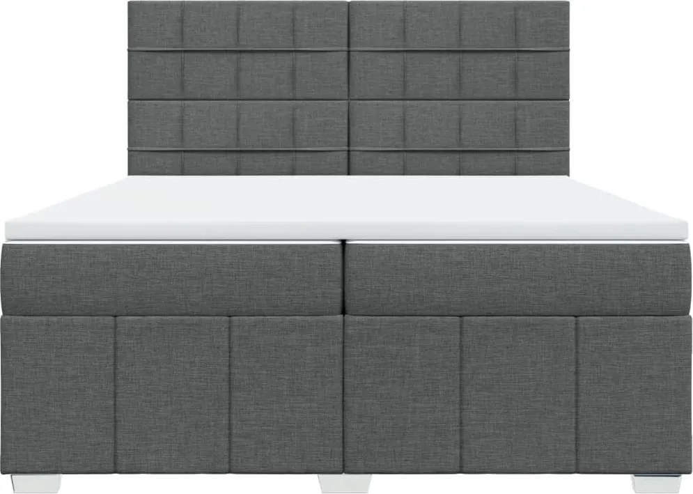 Box spring postel s matrací tmavě šedá 200x200 cm textil 3291776