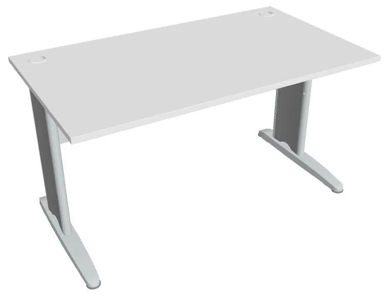 Stůl pracovní rovný 140 cm - Hobis Cross CS 1400 Dekor stolové desky: bílá, Dekor lamino podnože: šedá, Barva nohou: Stříbrná