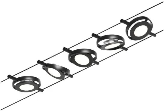 Paulmann 94418 - SADA 5xLED/4,5W Kompletní lankový systém ROUNDMAC 230V černá