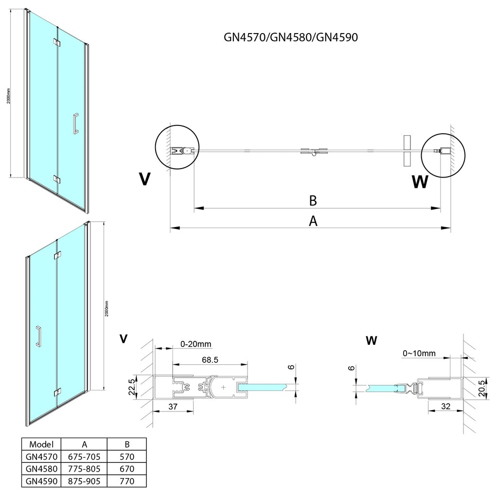 Gelco Gelco, LORO sprchové dveře skládací 800 mm, čiré sklo, GN4580