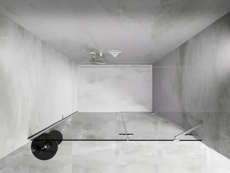 Mexen, Mexen Lunar pravé otočné sprchové dveře 140 cm, transparentní, bílé - 834-140-000-20-00-P