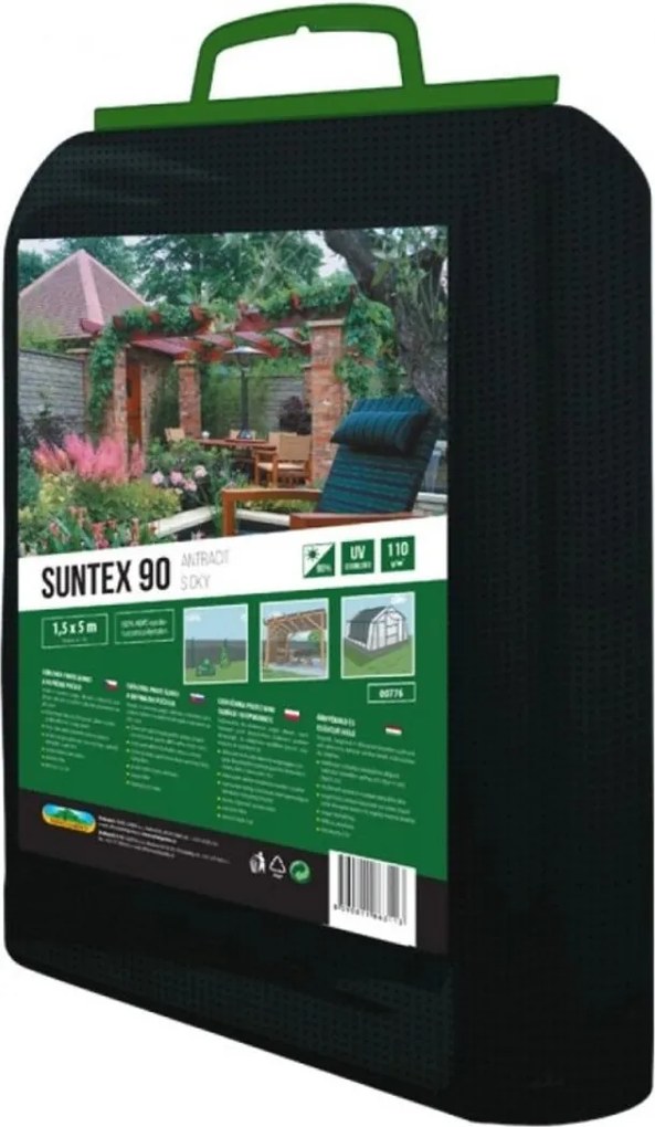NOHEL GARDEN Stínovka s oky PE SUNTEX 90%, antracitová, 1,5 x 5 m
