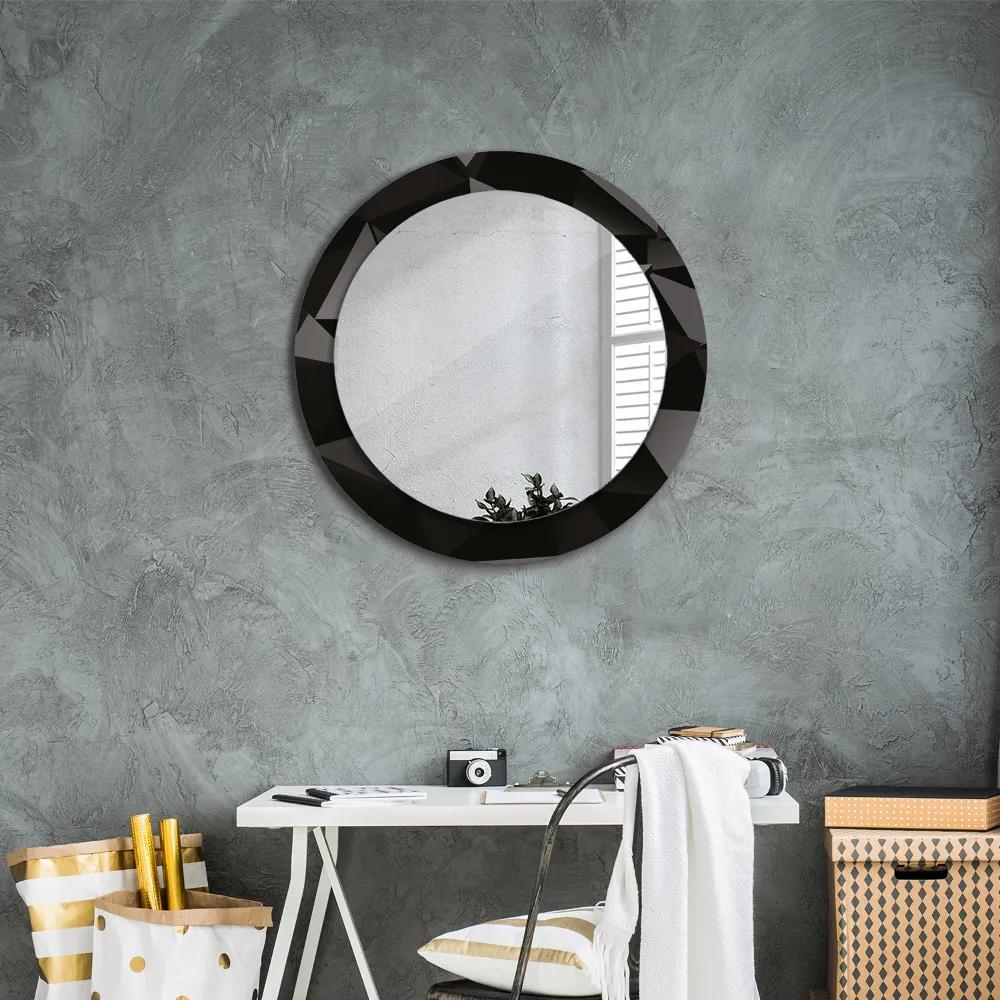 Kulaté zrcadlo tištěný rám Abstraktní černá fi 70 cm