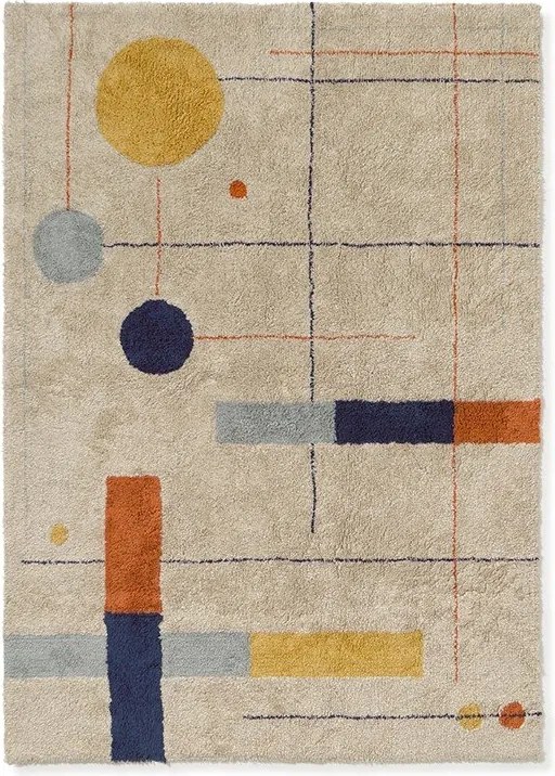 Béžový pratelný/ručně tkaný bavlněný koberec 120x160 cm Geometrical Shapes – Lorena Canals