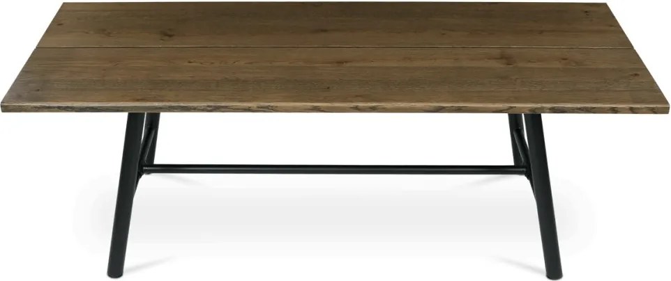 Stůl jídelní, dýha, barva ořech, kovová černá noha (220 x 90) cm