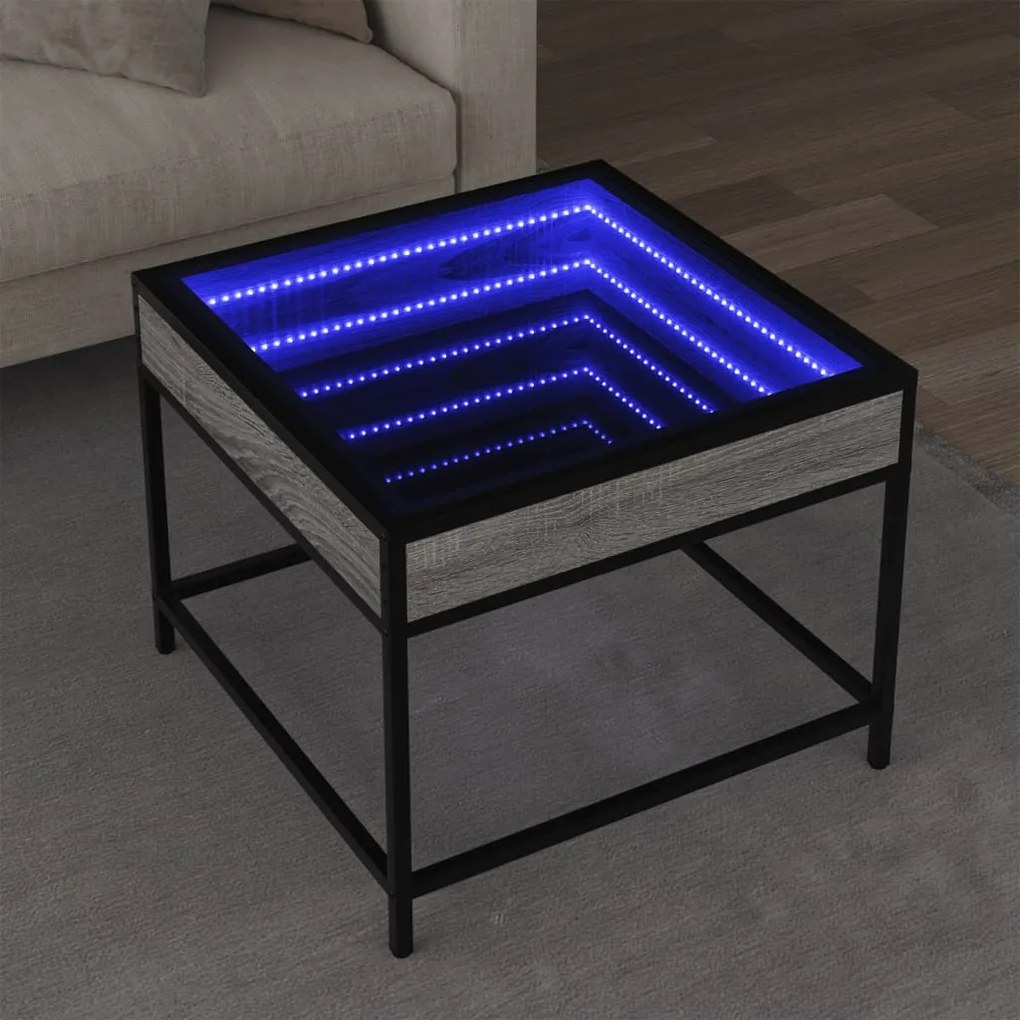 Konferenční stolek s Infinity LED šedý sonoma 50 x 50 x 41 cm
