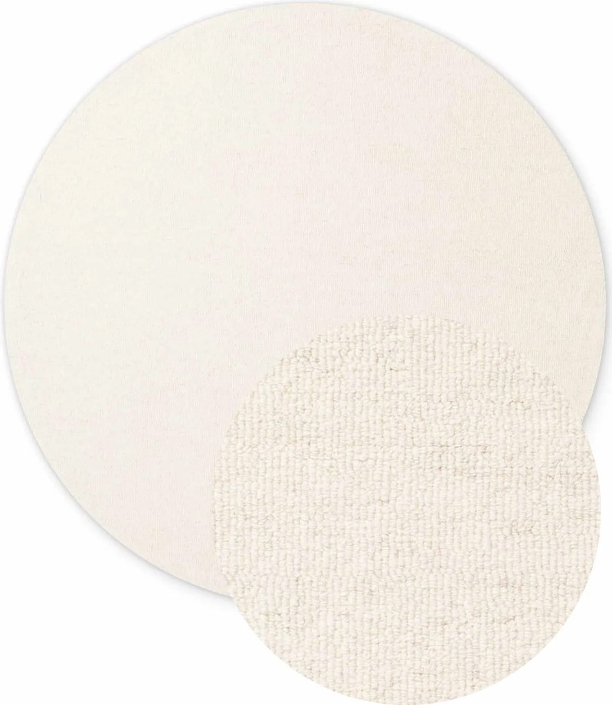 ELLE Decoration, Kusový koberec Puristic Knots 106318 Natural White kruh z kolekce Elle, 160x160 (průměr) kruh, bílá, ložnice