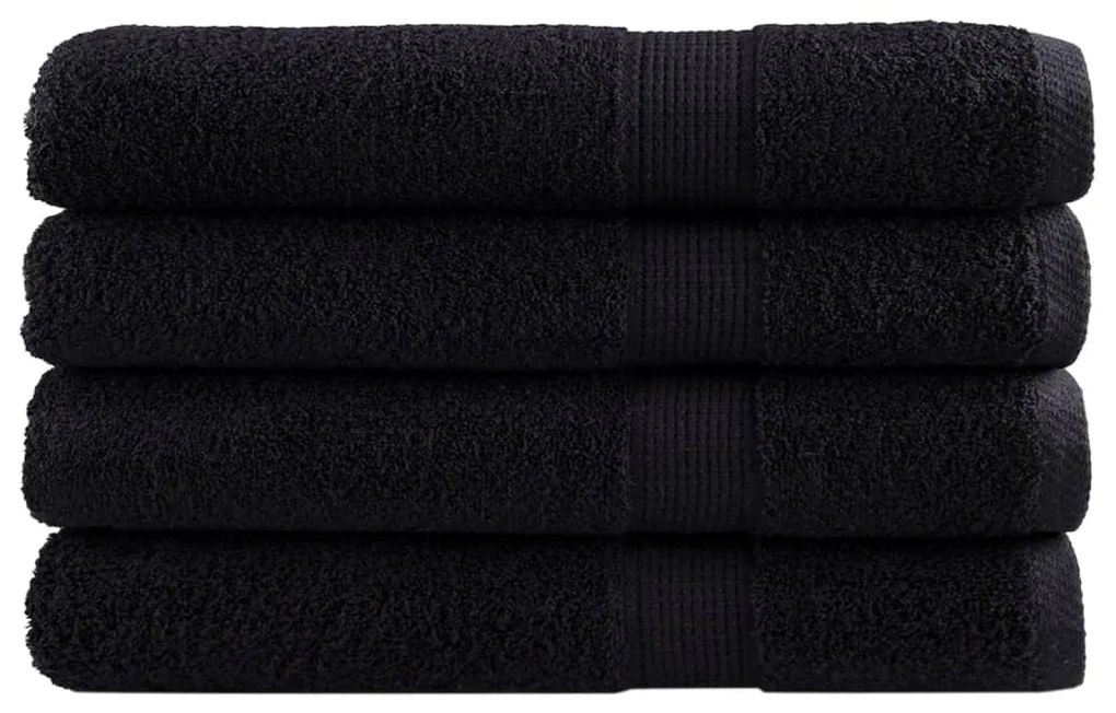 Premium ručníky SOLUND 4 ks černé 80 x 200 cm 600 g/m² 137435