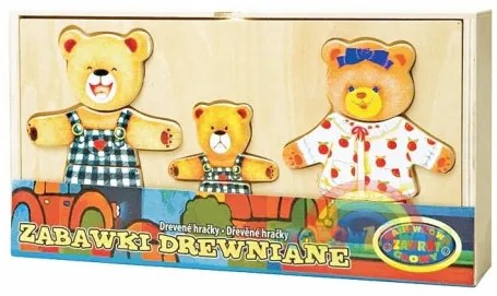 Dromader Dřevěné puzzle Obleč medvídka a rodinku