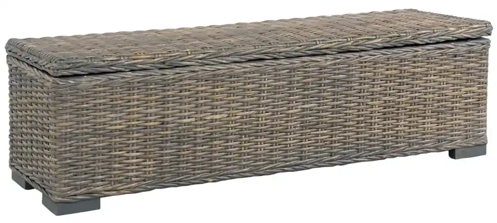 285797 vidaXL Úložný box 120 cm šedý kubu ratan a masivní mangovník | BIANO