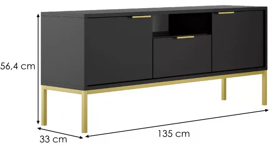 Televizní stolek Austin 135 cm černý/zlatý